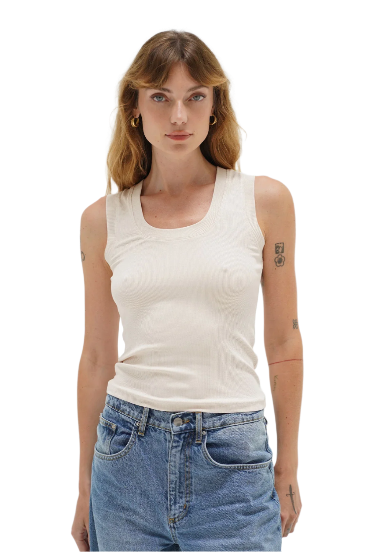Deep U Ribbed Tank Top